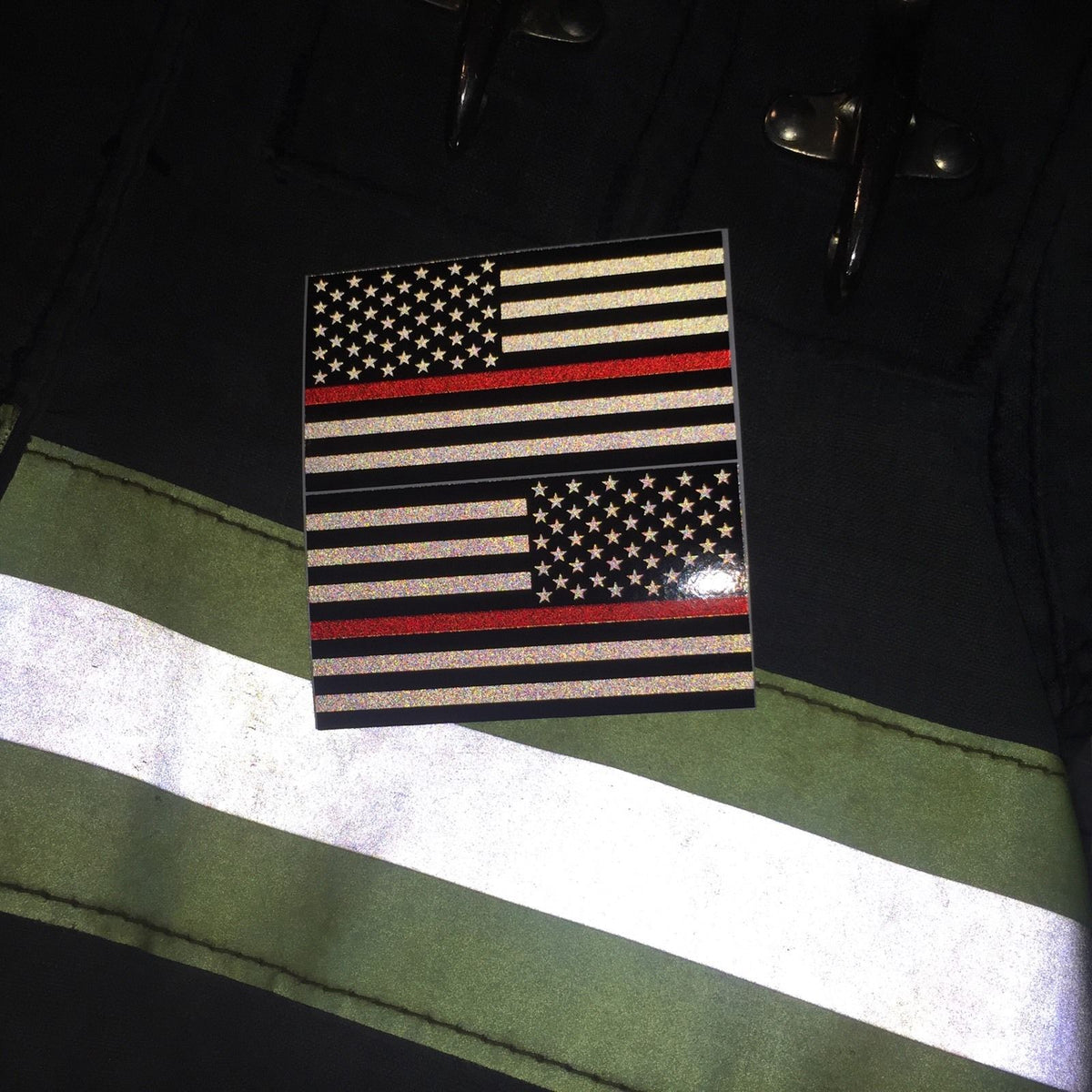 Blacked Out Thin Red Line American Flags Reflective Helmet Decal Police ...