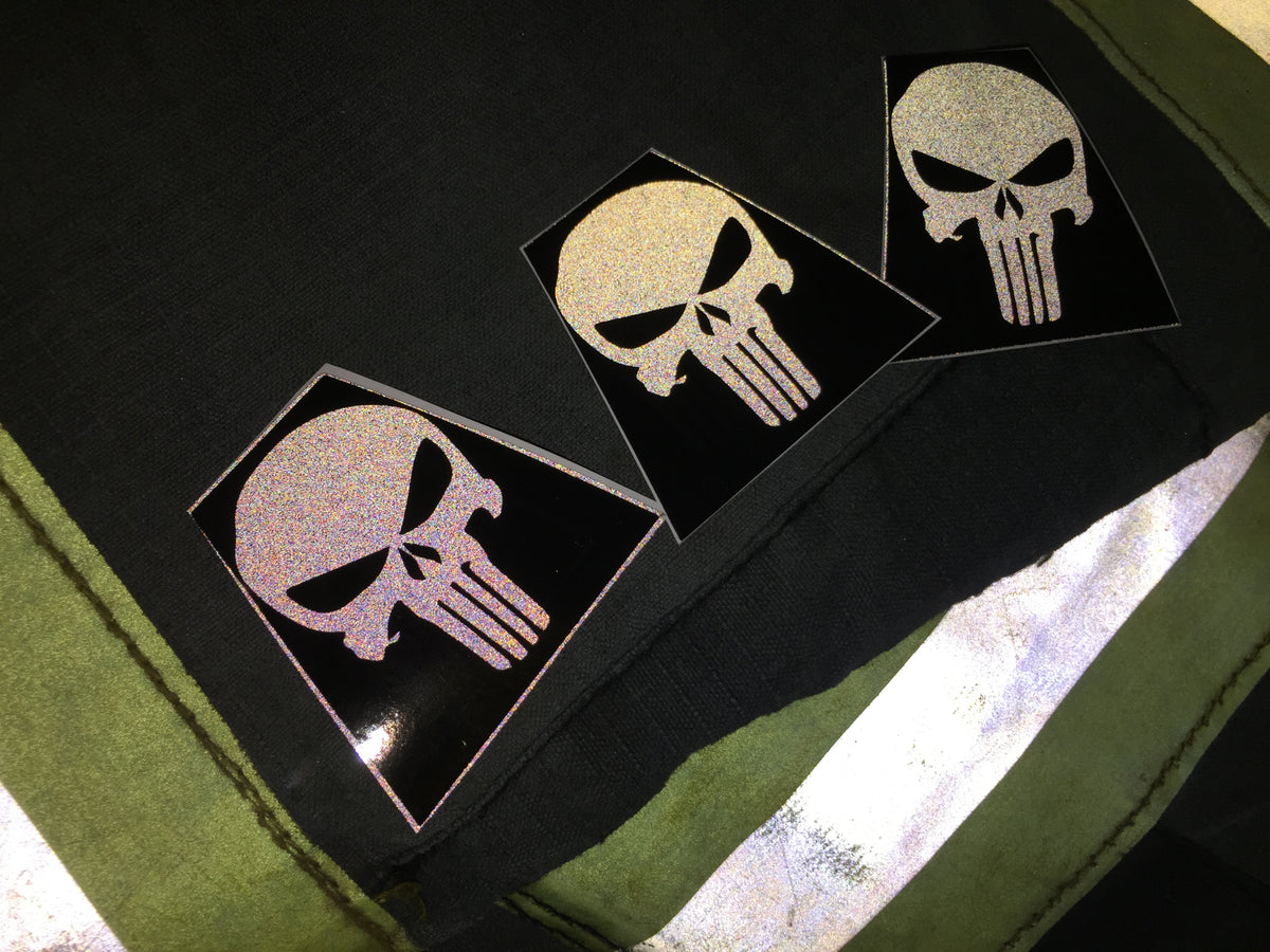 Blacked Out Punisher Skull Reflective Helmet Tetrahedrons (Tets) Police ...