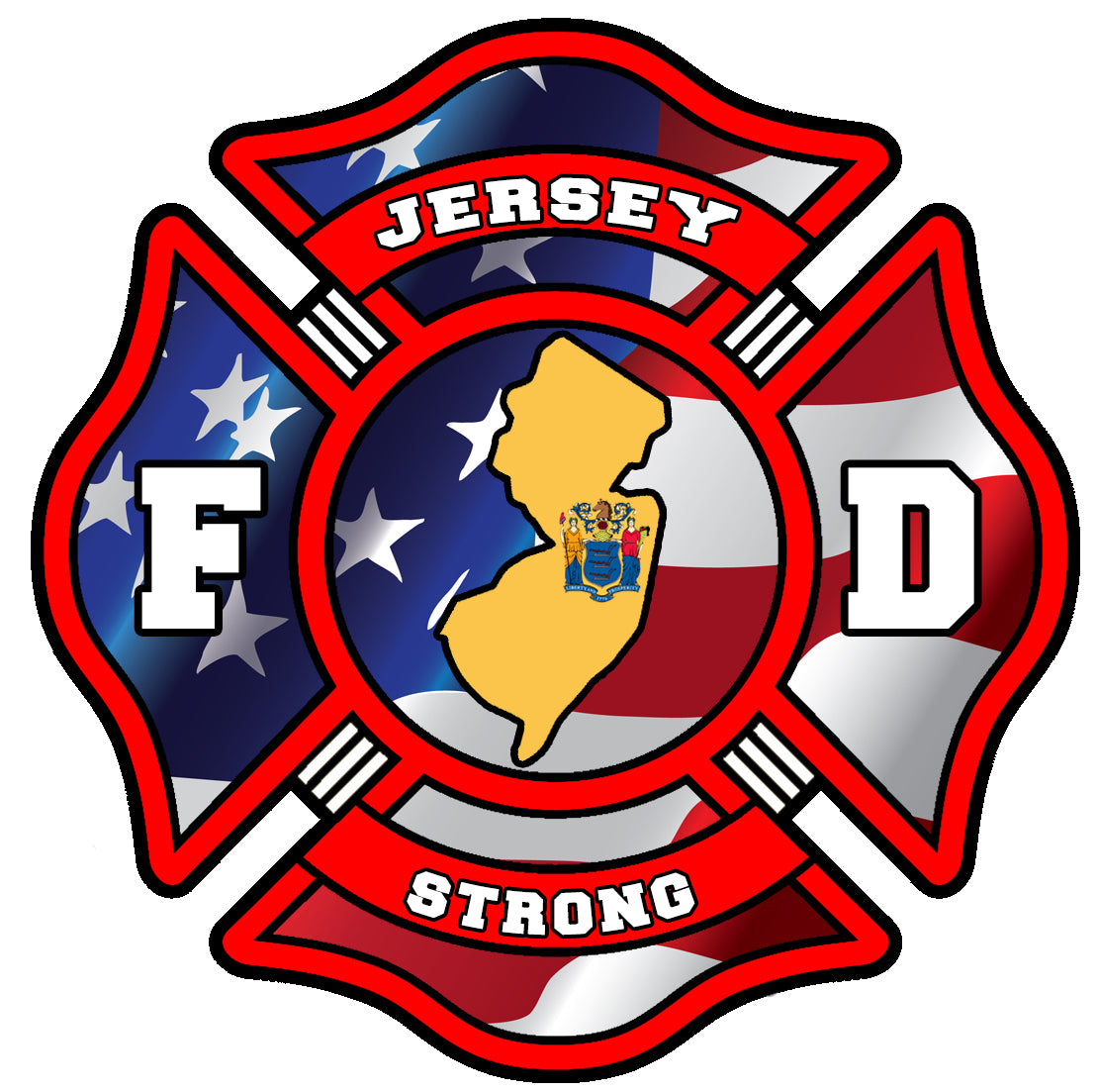 Jersey Strong Firefighter Window Decal Police Fire EMS Viny Graphics ...