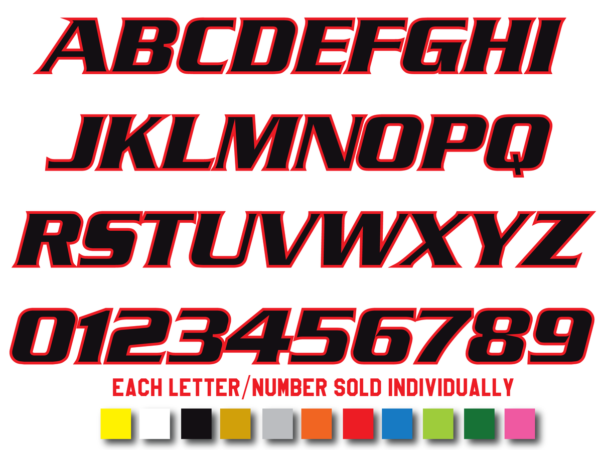 Serpentine Bold Reflective Letters & Numbers (1–5″) | DKE Decals ...