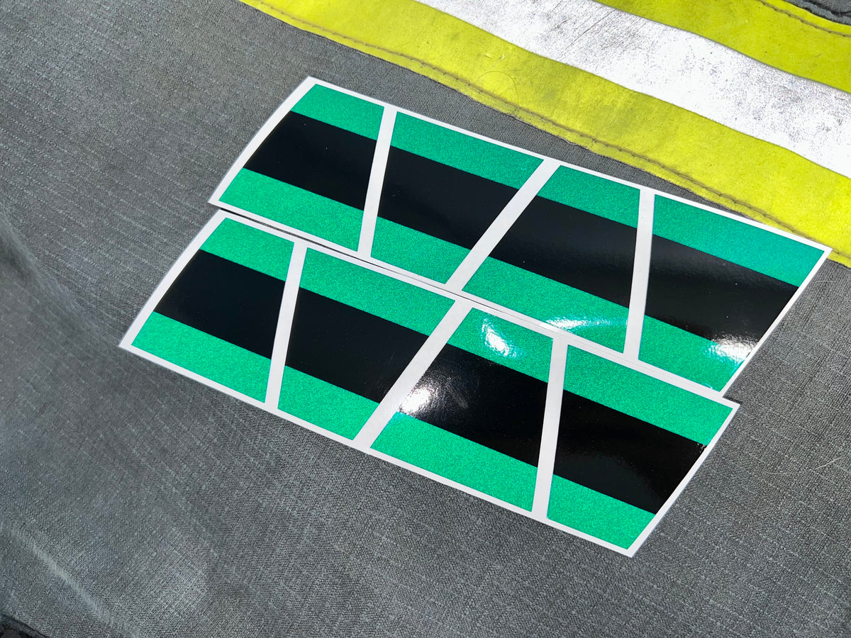 Green & Black Triple Stripe Reflective Helmet Tetrahedron 8-Pack | DKE ...